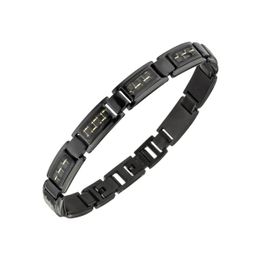 Jobo Damen Armband, 22cm, Edelstahl, schwarz, Edelstahl, Armb&auml;nder, Edelstahl mit goldfarbenen Effekten 22 cm