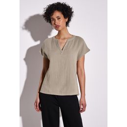 Street One Damen Hemdbluse, beige, Gr. 34, unifarben, Web, 100% Baumwolle, Blusen, aus reiner Baumwolle