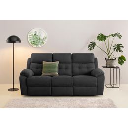 3-Sitzer Home Affaire, B:210cm H:99cm T:92cm, grau, Webstoff 95% Polyester 5% Nylon, Sofas, "Lannilis", mit manueller und elektrischer Relaxfunktion