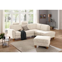 Ecksofa Home Affaire, B:250cm H:89cm T:201cm, beige, Struktur ( 100% Polyester);Struktur fein ( 100% Polyester);Luxus-Microfaser ALTARA NUBUCK (100%