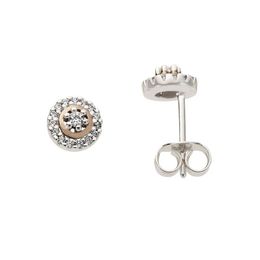 Firetti Damen Paar Ohrstecker "Schmuck Geschenk Gold 585 Ohrschmuck Kreis Rund Solit&auml;r", 6mm, 0,13 P2 = erkennbare Einschl&uuml;sse, Diamanten Ros&eacute;gold