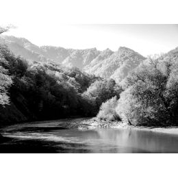 papermoon Fototapete "Landschaft Schwarz & Wei&szlig;", B/L: 3,5m x 2,6m, Bahnen: 7 Stk., schwarz, Schlafzimmer, Tapeten
