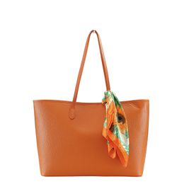 Damen Schultertasche "Shopperella", Collezione Alessandro, orange, Leder, Taschen, aus italienischem Leder mit langem Trageriemen
