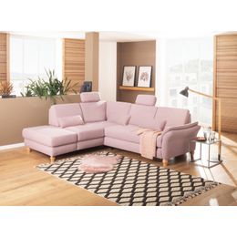 Ecksofa Home Affaire, B:259cm H:89cm T:225cm, rosa, Struktur fein (100% Polyester);Struktur (100% Polyester);Luxus-Microfaser Lederoptik (100%