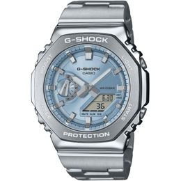 Casio G-SHOCK Damen Chronograph, silber, Armbanduhren, Quarzuhr Armbanduhr,Herren,digital,bis 20bar wasserd.,Edelstahlarmband