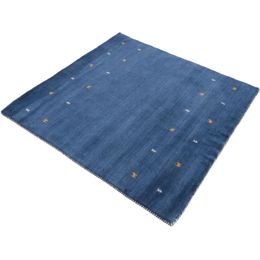 Wollteppich CarpetFine, B:120cm H:15mm L:120cm, blau, Wolle, Wohnzimmer, Teppiche, "Gabbeh Uni, auch als L&auml;ufer und Rund erh&auml;ltlich", reine Wolle,