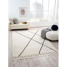 Hochflor-Teppich, B:160cm H:24mm L:230cm, schwarz-wei&szlig;, MyFlair M&Ouml;BEL & ACCESSOIRES, Polyester, Polypropylen (PP), Teppiche, "Moroccan Signature",