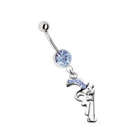 Adelia&acute;s ADELIA ́S Damen Bauchnabelpiercing "Piercing Piercing Bauchnabelpiercing", blau, Chirurgiestahl, Piercings, 316l Stahl Banane - mit Pistole Revolver