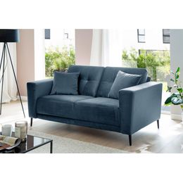 2-Sitzer TRENDS BY HG, B:166cm H:86cm T:89cm, blau, Sofas, "Barcelona", mit Metallfu&szlig;, frei im Raum stellbar