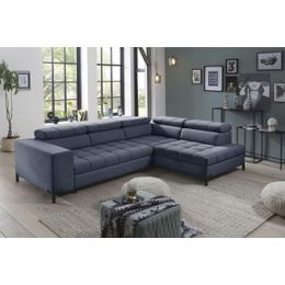 Ecksofa, B:276cm H:75cm T:203cm, blau, exxpo - SOFA FASHION, 100% PES, Wohnzimmer, Sofas, "Bocco, hochwertige Verarbeitung, toller Sitzkomfort,