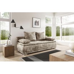 Schlafsofa WERK2, B:206cm H:88cm T:91cm, braun, 100% Polyester, Jugendzimmer, Sofas, "Biggi komfortabel & elegant, Schlaffunktion, Bettkasten, Breite
