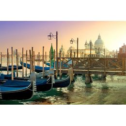 papermoon Fototapete "Venedig Boote", B/L: 4m x 2,6m, Bahnen: 8 Stk., bunt, Schlafzimmer, Tapeten