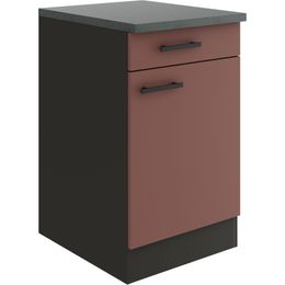 Unterschrank Optifit, B:50cm H:84,8cm T:60cm, rot, Holzwerkstoff, K&uuml;che, Schr&auml;nke, "Palma", Breite 50 cm, mit 1 T&uuml;r und 1 Schubkasten