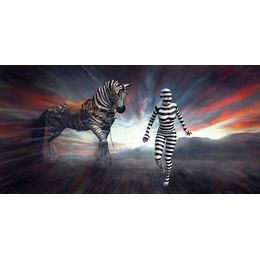 papermoon Fototapete "Surreale Zebrafrau", B/L: 5m x 2,8m, Bahnen: 10 Stk., bunt, Schlafzimmer, Tapeten