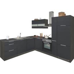 Winkelk&uuml;che KOCHSTATION, B:240cm T:60cm, grau, Komplettk&uuml;chen-Sets, "KS-Luhe", Stellbreite 240x270 cm, wahlweise mit oder ohne E-Ger&auml;ten, MDF-Fronten