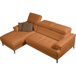 Ecksofa Egoitaliano, B:250cm H:99cm T:166cm, orange, Leder &raquo;BULL&laquo; (echtes Rindsleder). Geschliffenes, pigmentiertes und behandeltes Rindsleder mit