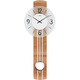 AMS Pendelwanduhr "W7263", B/H/L: 23cm x 7cm x 60cm, beige, Wanduhren, Quarzuhr,Holzgeh&auml;use,Esszimmer,Wohnzimmer,Made in Germany