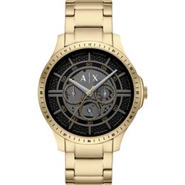 Armani Exchange Herren Quarzuhr, gold, Armbanduhren, Armbanduhr, Herrenuhr, Edelstahlarmband, analog, Tag, Wochentag