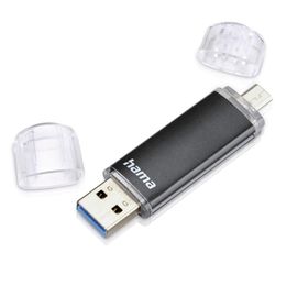 Hama USB-Stick "Laeta Twin, USB 3.0", 128 GB, schwarz, USB-Sticks