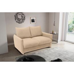Schlafsofa DOMO collection, B:165cm H:95cm T:100cm, beige, 95% Polyester, 5% Nylon, Jugendzimmer, Sofas, "700023 Schlaffunktion, Federkern, 2-Sitzer,