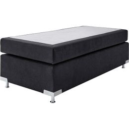 Boxspringbett, B:122cm L:201cm, schwarz, Westfalia Schlafkomfort, Microvelours (100% Polyester), Komplettbetten, "Holland", ohne Kopfteil, frei im