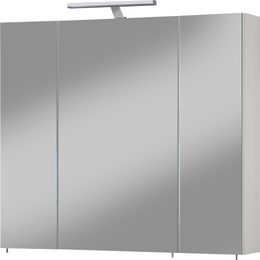 Spiegelschrank Welltime, B:80cm H:75cm T:15,7cm, wei&szlig;, FSC-zertifizierter Holzwerkstoff, Badezimmer, Schr&auml;nke, "Torino", Breite 80 cm, 3-t&uuml;rig,