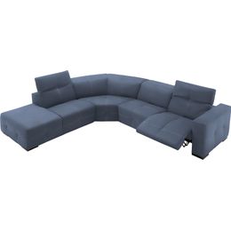 Ecksofa Egoitaliano, B:300cm H:100cm T:274cm, blau, Leder &raquo;BULL&laquo; (echtes Rindsleder). Geschliffenes, pigmentiertes und behandeltes Rindsleder mit