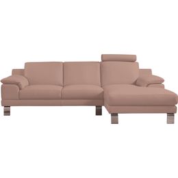 Ecksofa Egoitaliano, B:236cm H:84cm T:152cm, rosa, Leder &raquo;BULL&laquo; (echtes Rindsleder). Geschliffenes, pigmentiertes und behandeltes Rindsleder mit