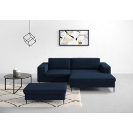Ecksofa DOMO collection, B:244cm H:83cm T:173cm, blau, Wohnzimmer, Sofas, "Modica kompakt und elegant, Breite 244, L-Form", moderne Optik mit