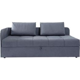 Schlafsofa Alina, B:205cm H:73cm T:95cm, blau, Chenille EQE (100% Polyester), Jugendzimmer, Sofas, "Marla", inkl. Stauraum & 2 R&uuml;ckenkissen, Armlehne