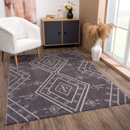 Teppich Carpet City, B:200cm H:10mm L:290cm, grau, Polyester, Wohnzimmer, Teppiche, "April 2291", L&auml;ufer, weich durch Microfaser, Boho Ethno Look,