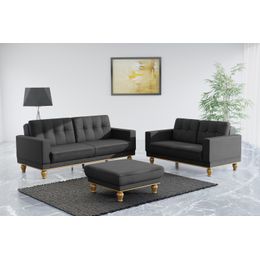 Sit & More 3-Sitzer SIT & MORE, B:215cm H:90cm T:97cm, schwarz, 100% Polyester, Sofas, "Orient 5", mit Strass-Stein, wahlweise mit Bettfunktion und Bettkasten