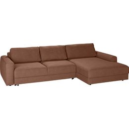 Ecksofa Trendmanufaktur, B:303cm H:84cm T:176cm, braun, 100% Polyester, Wohnzimmer, Sofas, "Bourbon II, hoher Sitzkomfort, extrabreite Recamiere f&uuml;r