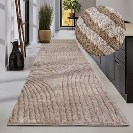 Designteppich ELLE DECORATION, B:80cm H:18mm L:240cm, beige, Polyester, Teppiche, "Pigment", Hochflor, Shaggy, L&auml;ufer, weich, Langflor, modern, Hoch