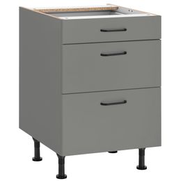 Unterschrank Optifit, B:60cm H:87cm T:58,4cm, grau, Holzwerkstoff, K&uuml;che, Schr&auml;nke, "Elga", mit Soft-Close-Funktion, h&ouml;henverstellbare F&uuml;&szlig;e, Breite