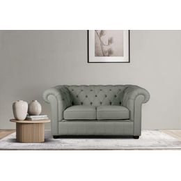 2-Sitzer Home Affaire, B:147cm H:74cm T:89cm, gr&uuml;n, 100% Polyester, Sofas, "CHARENTE, Chesterfield-Sofa, Wellenfederung, Ma&szlig;e: B/T/H: 147/89/74 cm",