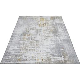 Teppich LUXOR living, B:80cm H:5mm L:150cm, gelb, Polyester, Wohnzimmer, Teppiche, "Punto 1", Kurzflor, bedruckt, modernes Design