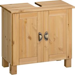 Waschbeckenunterschrank Home Affaire, B:60cm H:55cm T:30cm, beige, FSC-zertifizierter Holzwerkstoff, Massivholz, Badezimmer, Schr&auml;nke, "Oslo", Breite
