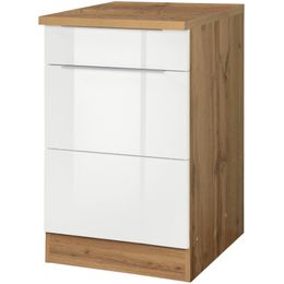 Unterschrank KOCHSTATION, B:50cm H:85cm T:60cm, wei&szlig;, Holzwerkstoff, MDF, K&uuml;che, Schr&auml;nke, "KS-Brindisi", 50 cm breit