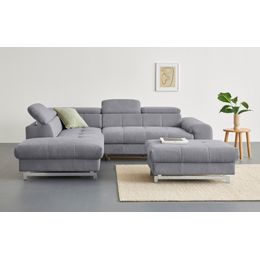 Ecksofa COTTA, B:257cm H:72cm T:206cm, grau, Luxus-Microfaser (100% Polyester);Kunstleder Softlux;Leder Advantage (abgedecktes Spalt-Rindsleder),