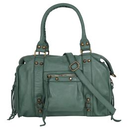 Samantha Look Damen Shopper, gr&uuml;n, Leder, vintage, Taschen, echt Leder, Made in Italy