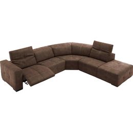 Ecksofa Egoitaliano, B:300cm H:100cm T:274cm, braun, Luxus-Micofaser Lederoptik (100% Polyester) ist ein neues technisches Gewebe mit einem visuellen