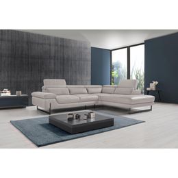Ecksofa Egoitaliano, B:284cm H:95cm T:108cm, grau, Luxus-Microfaser (100% Polyester) Leder &raquo;BULL&laquo; (echtes Rindsleder). Geschliffenes, pigmentiertes