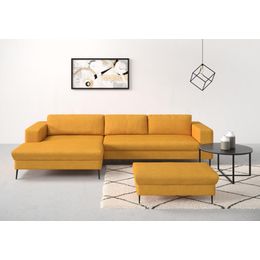 Ecksofa DOMO collection, B:329cm H:81cm T:173cm, gelb, Wohnzimmer, Sofas, "Modica, zeitlos und elegant, L-Form", moderne Optik mit extrabreiter