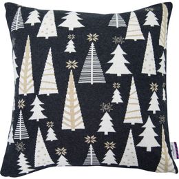 Dekokissen Tom Tailor HOME, B:50cm L:50cm, schwarz, Baumwolle, Kinderzimmer, Dekokissen_Sitzkissen_Kissenh&uuml;llen, "GLAMOUR CHRISTMAS", Kissenh&uuml;lle