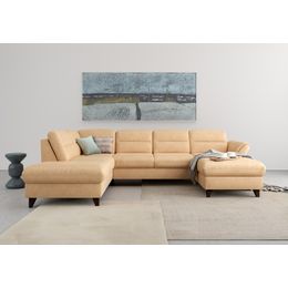 Sit & More Wohnlandschaft SIT & MORE, B:306cm H:87cm T:212cm, braun, 100% Polyester, Sofas, "Mellum U-Form", Federkern, wahlweise mit Bettfunktion, Stauraum und