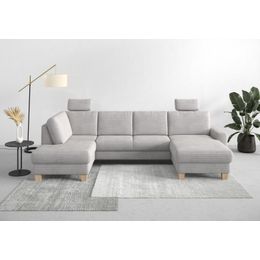Wohnlandschaft Home Affaire, B:314cm H:91cm T:170cm, silber, 95% Polyester, 5% Polyamid, Sofas, "Summer U-Form", mit oder ohne Bettfunktion und