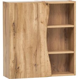 H&auml;ngeschrank Welltime, B:60cm H:64cm T:20cm, braun, MDF, Badezimmer, Schr&auml;nke, "Stubach", T&uuml;r mit Baumkante