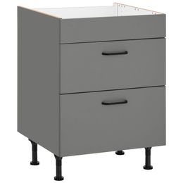 Kochfeldumbauschrank Optifit, B:60cm H:87cm T:58,4cm, grau, Holzwerkstoff, Schr&auml;nke, "Elga", mit Soft-Close-Funktion, h&ouml;henverstellbare F&uuml;&szlig;e, Breite