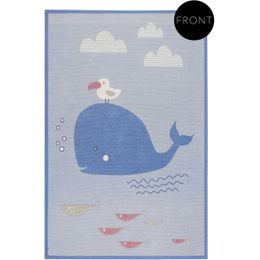 Kinderteppich Esprit, B:160cm H:10mm L:230cm, blau, Baumwolle, Polyester, Teppiche, "Whale Buddy ESP-005", Wendeteppich, Tiermotiv oder